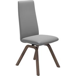 Polsterstuhl stressless "Laurel", grau (wild dove batick, walnuss), B:49cm H:105cm T:60cm, Leder BATICK: BATICK ist ein leicht korrigiertes, durchgef&auml;rbtes und genarbtes M&ouml;belleder, bei dem die meisten Unebenheiten und Spuren in der Regel entfernt wurden., St&uuml;hle, Polsterstuhl, High Back, Gr&ouml;&szlig;e M, mit schr&auml;ggestellten Beinen in Walnuss