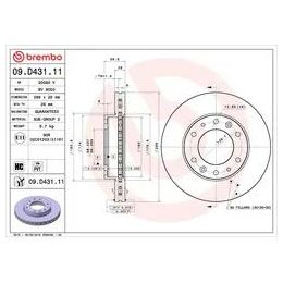Brembo Bremsscheibe COATED DISC LINE 09.D431.11 vorne rechts links bel&uuml;ftet 299mm f&uuml;r HYUNDAI 5176159000