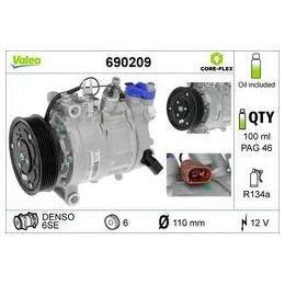 Valeo Kompressor, Klimaanlage 690209 12V f&uuml;r SKODA VW SEAT CUPRA (SVW) AUDI (FAW) L4M0820803 8K0260805N 4GD260805B