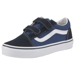 Sneaker Vans "UY Old Skool V", M&auml;dchen, Gr. 28, blau, Leder, Textil, kontrastfarbene Details, mehrfarbig, Schuhe Sneaker, mit klassischer Logo-Flag