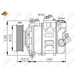 NRF Kompressor, Klimaanlage EASY FIT 32146 12V f&uuml;r SKODA VW SEAT AUDI 5K0820803F 8E0260805AS 1K0820808B
