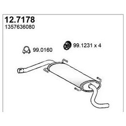 Asso Endschalld&auml;mpfer 12.7178 f&uuml;r PEUGEOT FIAT TALBOT CITRO&Euml;N 1357636080 1352321080 1730W0