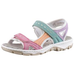 Riemchensandale Rieker, Damen, Gr. 41, bunt (multi), Nubuklederimitat, Textil, Schuhe Riemchensandale, Sommerschuh, Sandalette, Outdoorsandale mit Klett, Topseller