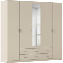 Kleiderschrank Rauch "Schrank Garderobe Ankleide GAMMA Breiten 91/136/181/226/271/315/360 cm", beige (champagner), griffe alu, B:226cm H:210cm T:54cm, Holzwerkstoff, Schr&auml;nke, Kleiderschrank, verschiedene Griff-Varianten, mit Spiegel TOPSELLER MADE IN GERMANY, Topseller