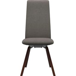 Polsterstuhl stressless "Laurel", grau (mole dinamica, walnuss), B:49cm H:105cm T:60cm, Microfaser DINAMICA (88% Polyester, 12% Polyurethan), St&uuml;hle, Polsterstuhl, High Back, Gr&ouml;&szlig;e M, mit schr&auml;ggestellten Beinen in Walnuss