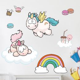 Bilderwelten Wandtattoo Tiere modern selbstklebend Wandaufkleber - NICI - Theodor & Rainbow Flair fliegen - Regenbogen Kinderzimmer Baby M&auml;dchen Jungen