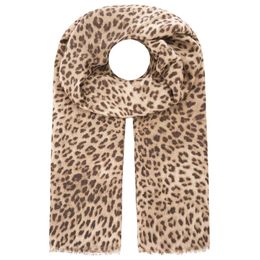 Schal Zwillingsherz "Print Leo", Damen, beige, Web, Obermaterial: 100% Polyester, Modet&uuml;cher Schal, Leomuster, Fransen an den Enden