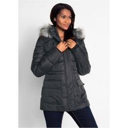 bonprix Steppjacke mit Kapuze, schwarz, Gr.42, Moderne, dick wattierte Steppjacke mit Kapuze und abtrennbarer Fellimitatverzierung