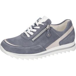 Waldl&auml;ufer Sneaker WALDL&Auml;UFER "HAIBA", Herren, Gr. 4 (37), jeansblau, beige, Nappaleder, Nubukleder, Veloursleder, unifarben mit Farbeinsatz, Schuhe Sneaker, Schn&uuml;rschuh, Halbschuh in Komfortweite H (= sehr weit)