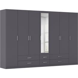 Kleiderschrank Rauch "Schrank Garderobe Ankleide GAMMA Breiten 91/136/181/226/271/315/360 cm", graumetallic, griffe chrom, B:315cm H:210cm T:54cm, Holzwerkstoff, Schr&auml;nke, Kleiderschrank, verschiedene Griff-Varianten, mit Spiegel TOPSELLER MADE IN GERMANY, Topseller