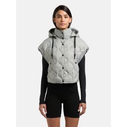 Funktionsweste Khujo "Ninga", Damen, Gr. XS (34), cloud gr&uuml;n, Obermaterial: 100% Nylon. Innenfutter: 100% Nylon. Wattierung: 100% Polyester, l&auml;ssig geschnitten h&uuml;ftlang, hoch geschlossener Ausschnitt, Westen Funktionsweste, Kurze leicht Steppweste mit Kapuze