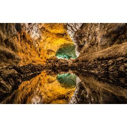 Fototapete papermoon "H&ouml;hle mit Wasser", bunt, B:4,5m L:2,8m, Vlies, Tapeten