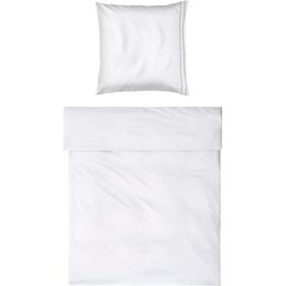 M&ouml;ve Bettw&auml;sche M&Ouml;VE "M&ouml;ve Noblesse Bettw&auml;sche Set", grau (wei&szlig;, grau), B/L: 135cm x 200cm, Satin, B/L: 80cm x 80cm, 2 Stk., Satin, Obermaterial: 100% Baumwolle, Bettw&auml;sche, Bettw&auml;sche, mit eleganten Biesen