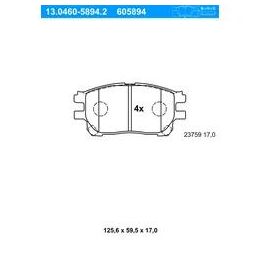 ATE Bremsbelagsatz, Scheibenbremse 13.0460-5894.2 vorne rechts links f&uuml;r TOYOTA 04465-28490
