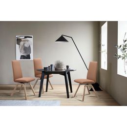 Polsterstuhl stressless "Laurel", braun (latte batick, schwarz), B:49cm H:105cm T:60cm, Leder BATICK: BATICK ist ein leicht korrigiertes, durchgef&auml;rbtes und genarbtes M&ouml;belleder, bei dem die meisten Unebenheiten und Spuren in der Regel entfernt wurden., St&uuml;hle, Polsterstuhl, High Back, Gr&ouml;&szlig;e L, mit schr&auml;ggestellten Beinen in Schwarz