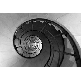 Fototapete papermoon "Wendeltreppe Schwarz & Wei&szlig;", schwarz (schwarz, wei&szlig;), B:3,5m L:2,6m, Vlies, Tapeten