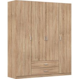 Dreht&uuml;renschrank Rauch "Kleiderschrank Garderobe GAMMA Breiten 91/136/181/226/271/315/360 cm", eiche sonoma, griffe alu, B:181cm H:210cm T:54cm, Holzwerkstoff, Schr&auml;nke, Dreht&uuml;renschrank, mit Schubladen, verschiedene Griff-Varianten TOPSELLER MADE IN GERMANY