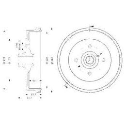 ATE Bremstrommel 24.0223-0004.1 hinten rechts links f&uuml;r PORSCHE 477501615A
