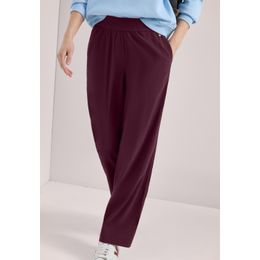 Cecil Damen Stoffhose, rot, Gr. XXL, unifarben, Web, 66% Baumwolle, 30% Polyester, 4% Elasthan, Hosen, mit Wide Legs