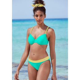 Venice Beach Damen B&uuml;gel-Bikini-Top "Anna", gr&uuml;n, Gr. 38, kontrastfarbene Details, unifarben, Microfaser, Polyamid, Bikini-Oberteile, mit