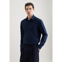 Seidensticker Herren Businesshemd "Schwarze Rose", blau, Gr. 44, unifarben, 100% Baumwolle, Hemden, Regular 1/1 Kentkragen Uni