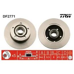 TRW Bremsscheibe DF2771 hinten rechts links voll 245mm f&uuml;r AUDI 8D0615601B 8D0615301B 8DO615301B