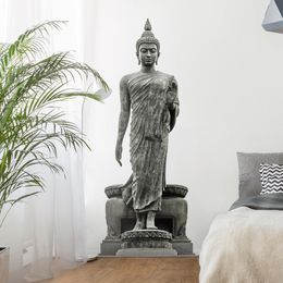 Bilderwelten Wandtattoo Spirituell Vintage selbstklebend Wandaufkleber - Buddha Statue - Retro Wohnzimmer Schlafzimmer