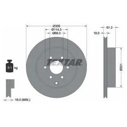 TEXTAR Bremsscheibe PRO 92296403 hinten rechts links bel&uuml;ftet 308mm f&uuml;r MERCEDES-BENZ NISSAN 4704230200 432065XA0A A4704230200