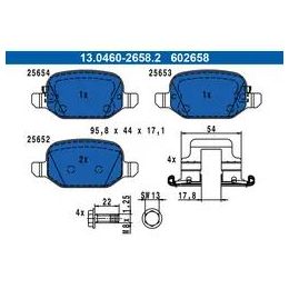 ATE Bremsbelagsatz, Scheibenbremse 13.0460-2658.2 hinten rechts links mit Zubeh&ouml;r f&uuml;r FIAT 77366456 77366457 77367515