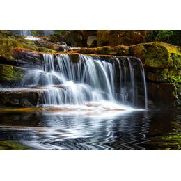 Fototapete papermoon "Kleiner Waserfall in Wald", bunt, B:5m L:2,8m, Vlies, Tapeten