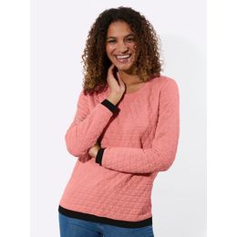 Casual Looks Damen Langarmshirt "Jacquard-Shirt"flamingo, Gr. 44, unifarben, 58% Polyester, 40% Baumwolle, 2% Elasthan, Shirts