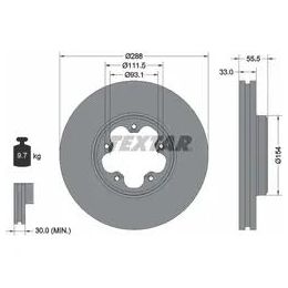 TEXTAR Bremsscheibe PRO 93260603 vorne rechts links bel&uuml;ftet 288mm f&uuml;r FORD BK211125BD BK211125BC BK211125B1D