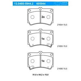ATE Bremsbelagsatz, Scheibenbremse 13.0460-5944.2 vorne rechts links f&uuml;r KIA MAZDA B4Y6-33-23Z BCYC-33-23Z B5Y8-33-23ZA