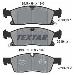 TEXTAR Bremsbelagsatz, Scheibenbremse 2519002 vorne rechts links f&uuml;r JEEP DODGE KV1012369AA 2AMV3369AA 2AMV3369AC