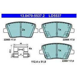 ATE Bremsbelagsatz, Scheibenbremse 13.0470-5537.2 hinten rechts links mit Zubeh&ouml;r f&uuml;r HYUNDAI 58302-S0A30 58302-S0A50 58302-S0A51