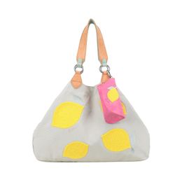 Henkeltasche Fritzi aus Preussen "Izzy Medium Limited Squeezy Lemon", Herren, Gr. B/H/T: 15cm x 29cm x 42cm, grau, gelb, Baumwolle, mehrfarbig, Taschen, im sommerlichen Design