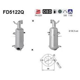 AS Ru&szlig;-/Partikelfilter, AbgASanlage FD5122Q f&uuml;r ALFA ROMEO SUZUKI DODGE JEEP FIAT LANCIA 68079279AD 68079279AC 68079279AB