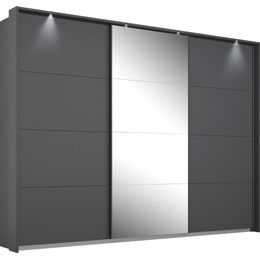 Schwebet&uuml;renschrank Rauch "Kleiderschrank Schrank Garderobe Schlafzimmerschrank Ankleide KEPAN", grau (graumetallic), B:278cm H:213cm T:64cm, Holzwerkstoff, Schr&auml;nke, Schwebet&uuml;renschrank, inkl. Schubladeneinsatz und Passepartout MADE IN GERMANY
