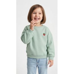Sweatshirt KIDS Only "KMGSWEAT L/S CREW EMB LOOSE SWT NOOS", M&auml;dchen, Gr. 98, aqua foam detail:emb strawberry, Sweatware, Obermaterial: 60% Baumwolle, 40% Polyester, unifarben, normal normal, Rundhals, Rippb&uuml;ndchen, Sweatshirts Sweatshirt