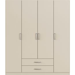 Dreht&uuml;renschrank Rauch "Kleiderschrank Garderobe GAMMA Breiten 91/136/181/226/271/315/360 cm", beige (champagner), griffe chrom, B:181cm H:210cm T:54cm, Holzwerkstoff, Schr&auml;nke, Dreht&uuml;renschrank, mit Schubladen, verschiedene Griff-Varianten TOPSELLER MADE IN GERMANY