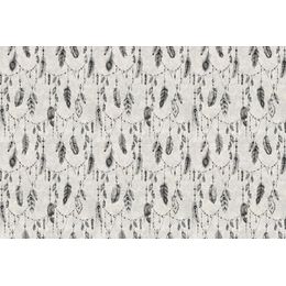 Fototapete ARCHITECTS PAPER "Atelier 47 Boho Feather 2", schwarz (schwarz, dunkelgrau, hellgrau), B:4m L:2,7m, Vlies, Tapeten, Vlies, Wand, Schr&auml;ge, Decke