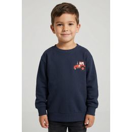 Sweatshirt name it "NMMVILDAR LS NREG SWEAT UNB", Jungen, Gr. 110, navy blazer print:tractor, Sweatware, Obermaterial: 100% Baumwolle, bedruckt, unifarben, normal normal, Rundhals, Rippb&uuml;ndchen, Sweatshirts Sweatshirt