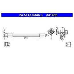 ATE Bremsschlauch 24.5143-0344.3 vorne links f&uuml;r VAUXHALL OPEL 13468085
