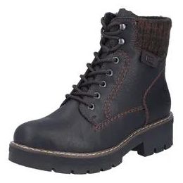 Winterstiefelette Rieker, Damen, Gr. 41, schwarz, dunkelbraun, Lederimitat, Textil, Schuhe Winterstiefelette, Schn&uuml;rboots, Winterboots mit wasserabweisender RiekerTEX-Membran