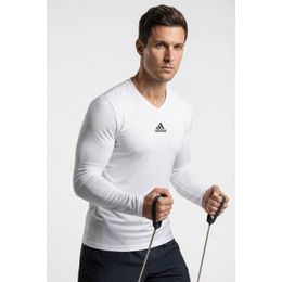 Langarmshirt adidas Performance "TEAM BASE LONGSLEEVE", Herren, Gr. L, wei&szlig;, Obermaterial: 100% Polyester, normal, V-Ausschnitt, Shirts Langarmshirt