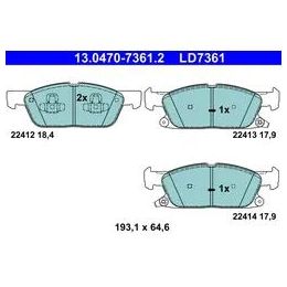 ATE Bremsbelagsatz, Scheibenbremse 13.0470-7361.2 vorne rechts links f&uuml;r FORD 2404736 KTLX61-2K021-CYC