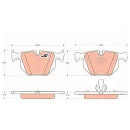 TRW Bremsbelagsatz, Scheibenbremse GDB1727 hinten rechts links f&uuml;r BMW 34216763044 2339272 34212339272