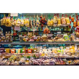 Fototapete papermoon "Lebensmittel Stand", bunt, B:4,5m L:2,8m, Vlies, Tapeten