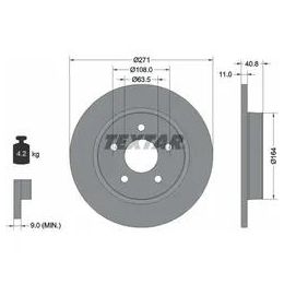 TEXTAR Bremsscheibe PRO 92239003 hinten rechts links voll 271mm f&uuml;r FORD AUSTRALIA USA (CHANGAN) BRRF28 1704765 BV612A315DA