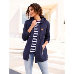 Casual Looks Damen Shirtjacke "Sweatjacke", blau, Gr. 40, unifarben, 100% Baumwolle, Shirts